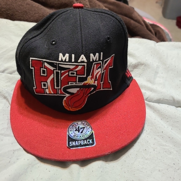Accessories | Miami Heat Team Logo Hat Cap Basketball Flame Logo 47 ...